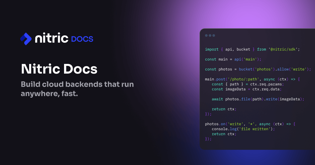 Welcome to Nitric | Nitric Documentation