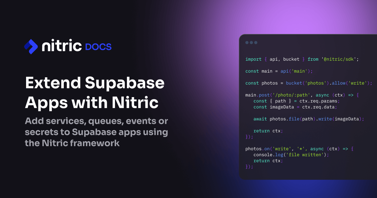 Guides: Extend Supabase Apps with Nitric | Nitric Documentation