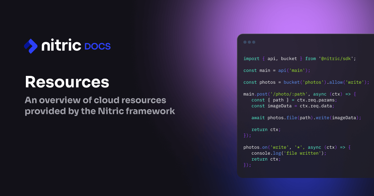 Infrastructure: Resources | Nitric Documentation