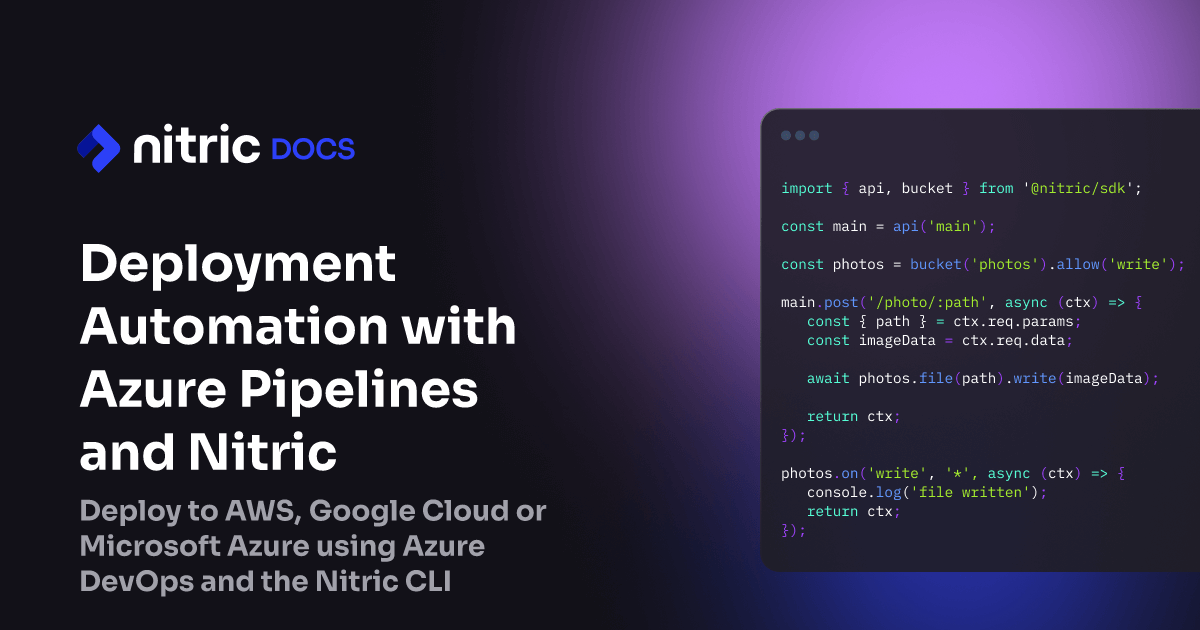 Guides: Deployment Automation with Azure Pipelines and Nitric | Nitric Documentation