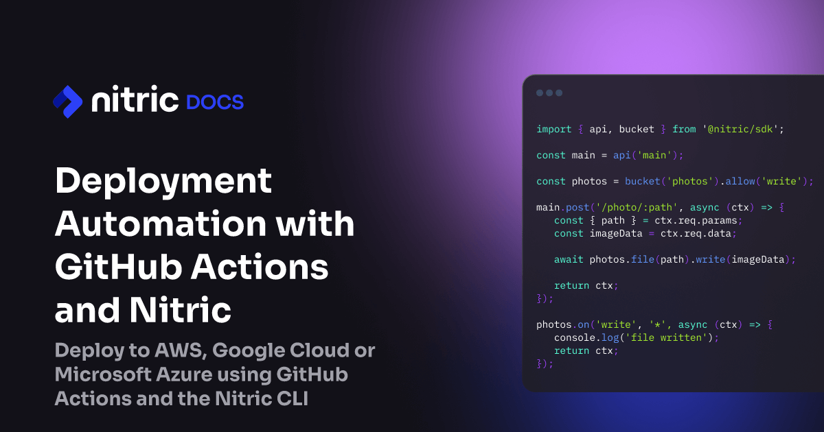 Guides: Deployment Automation with GitHub Actions and Nitric | Nitric ...