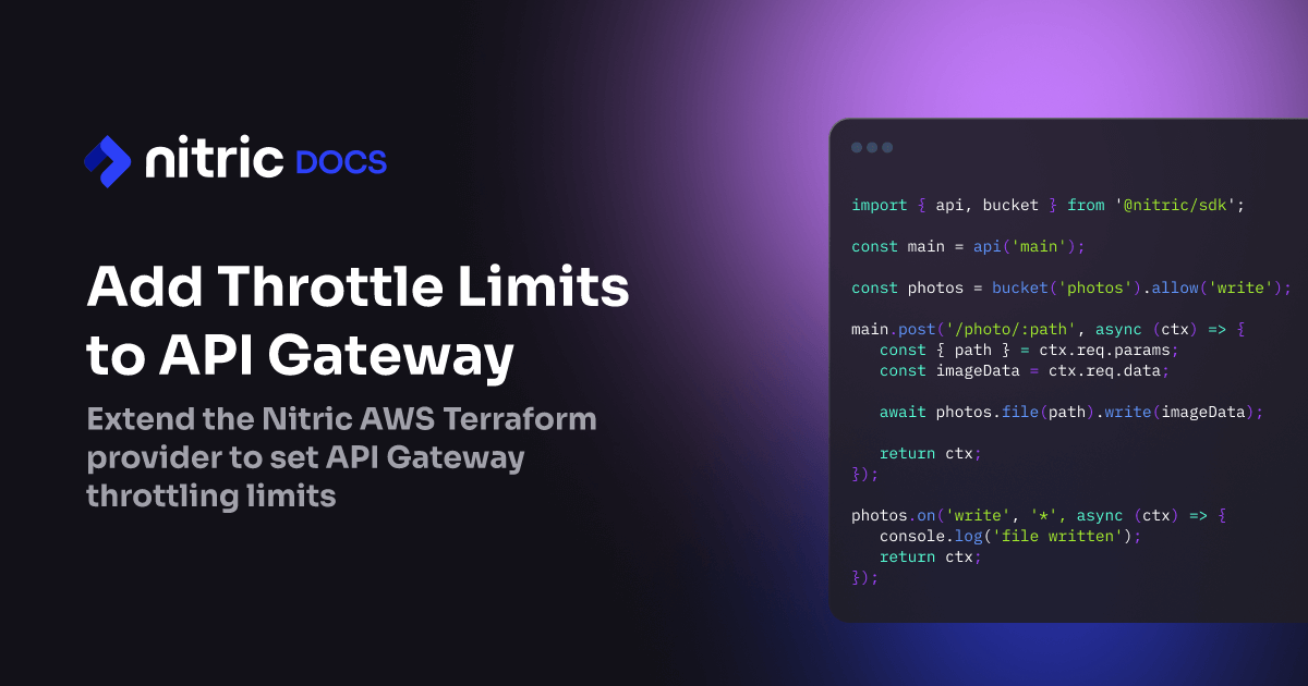 Guides: Add Throttle Limits to API Gateway | Nitric Documentation