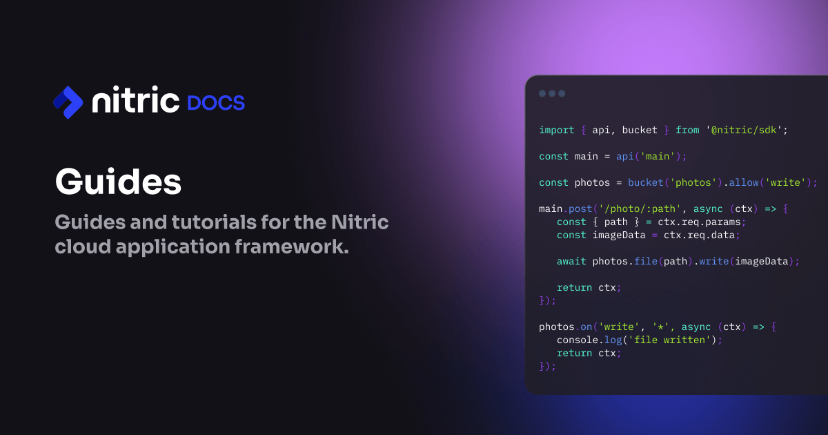 Guides | Nitric Documentation
