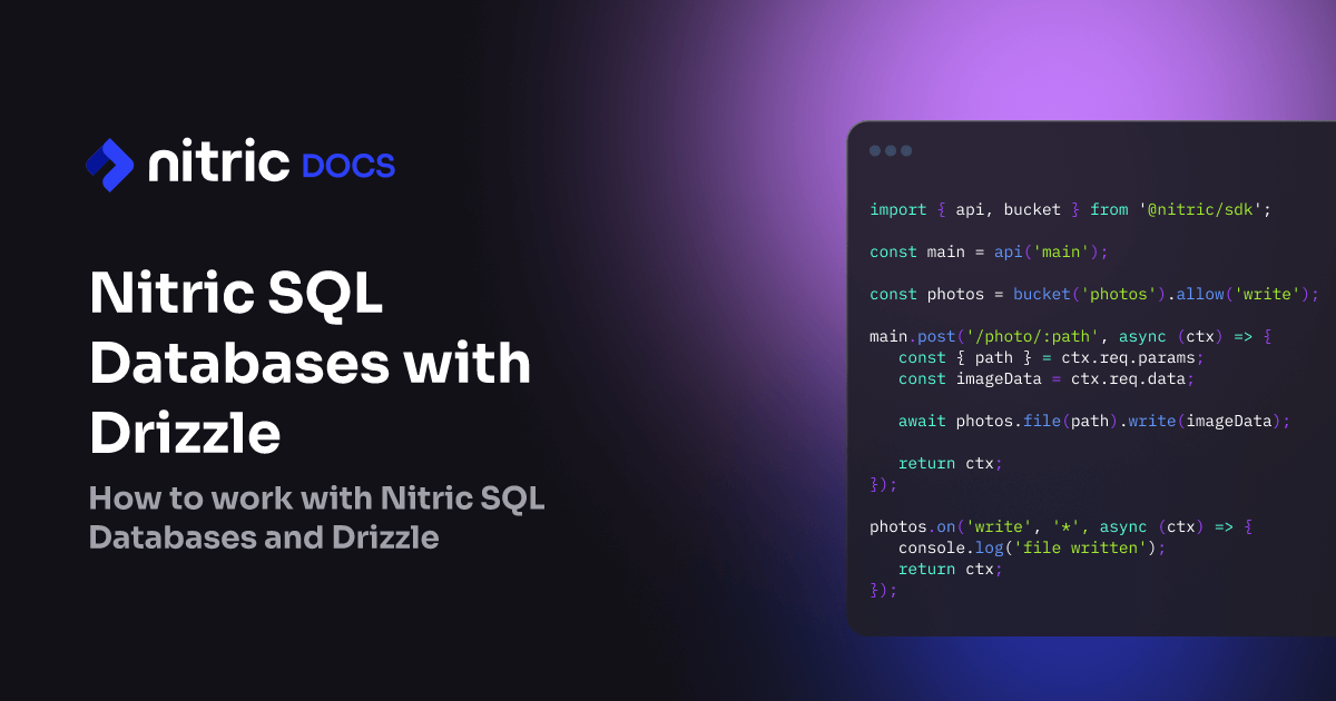 Guides Nitric Sql Databases With Drizzle Nitric Documentation