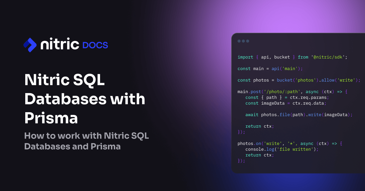 Guides: Nitric SQL Databases with Prisma | Nitric Documentation