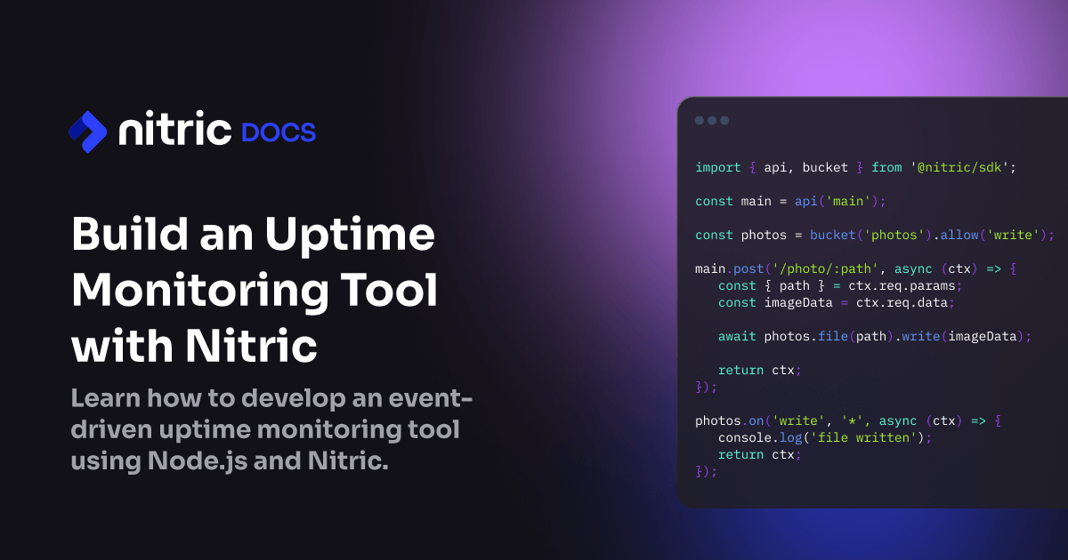Guides: Build an Uptime Monitoring Tool with Nitric | Nitric Documentation