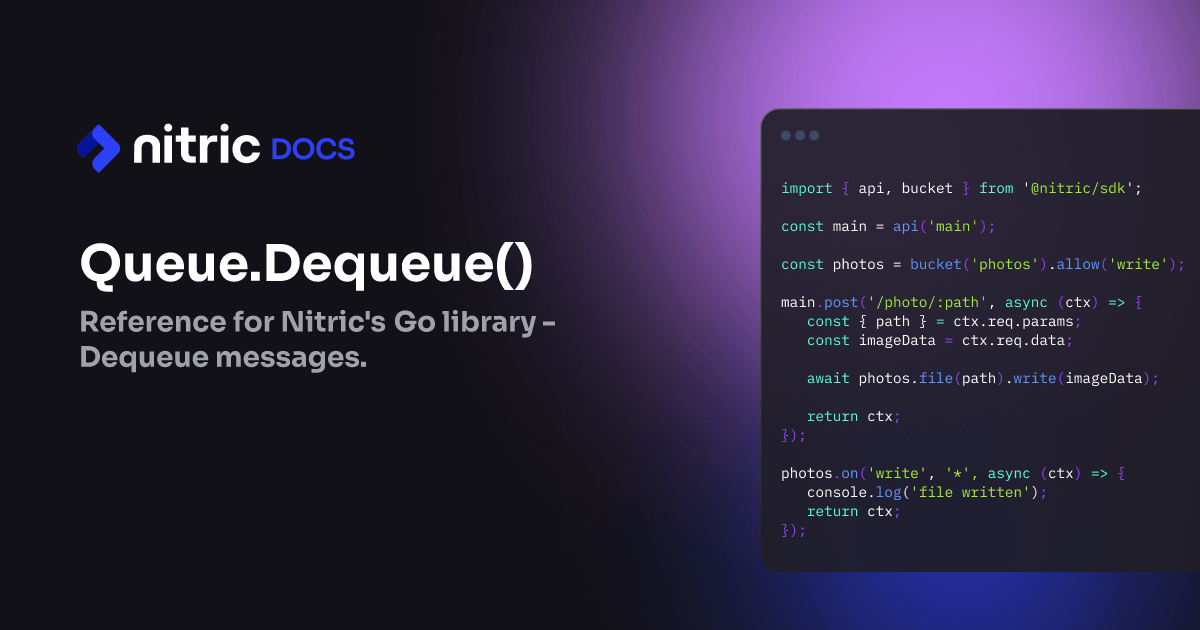 Go: Queue.Dequeue() | Nitric Documentation