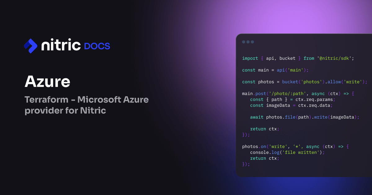 Terraform: Azure | Nitric Documentation