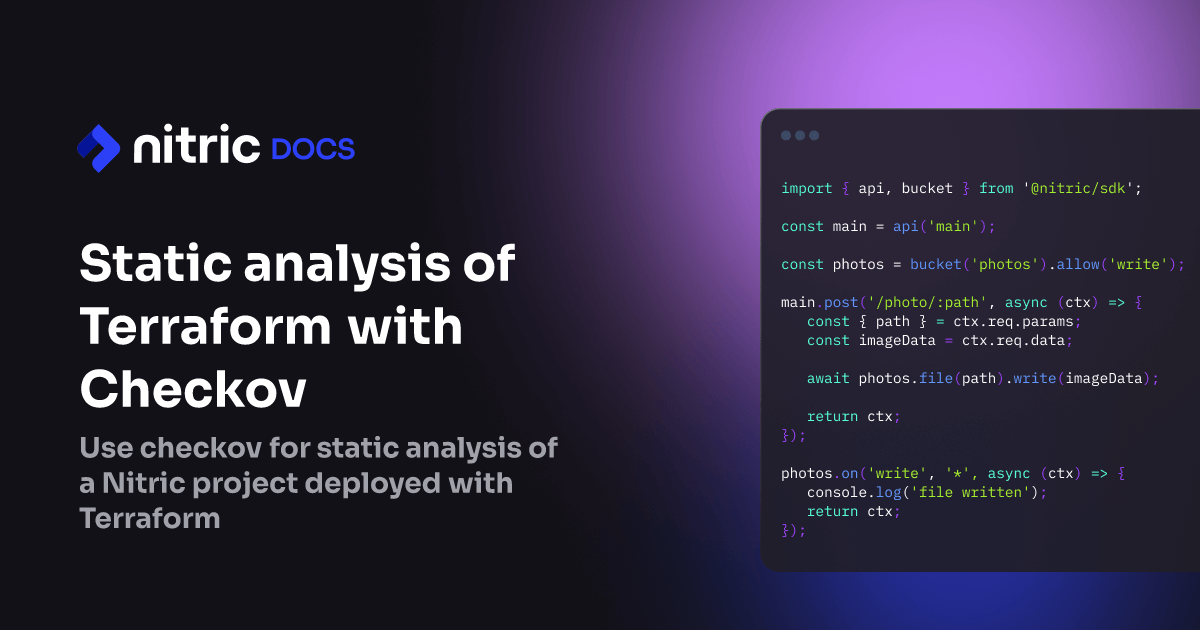 Guides: Static analysis of Terraform with Checkov | Nitric Documentation