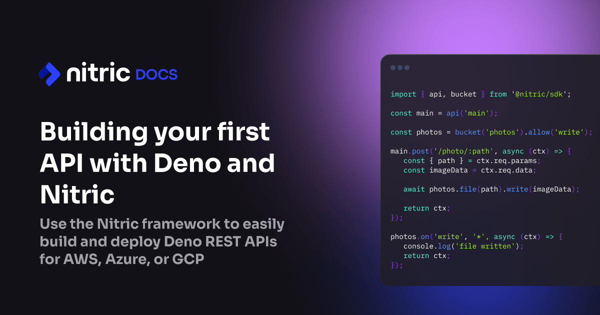 Guides: Building your first API with Deno and Nitric | Nitric Documentation