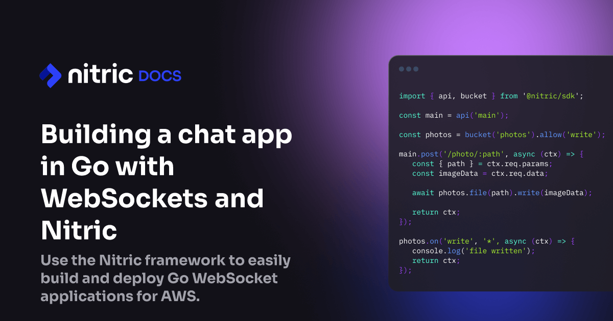 Guides: Building a chat app in Go with WebSockets and Nitric | Nitric ...