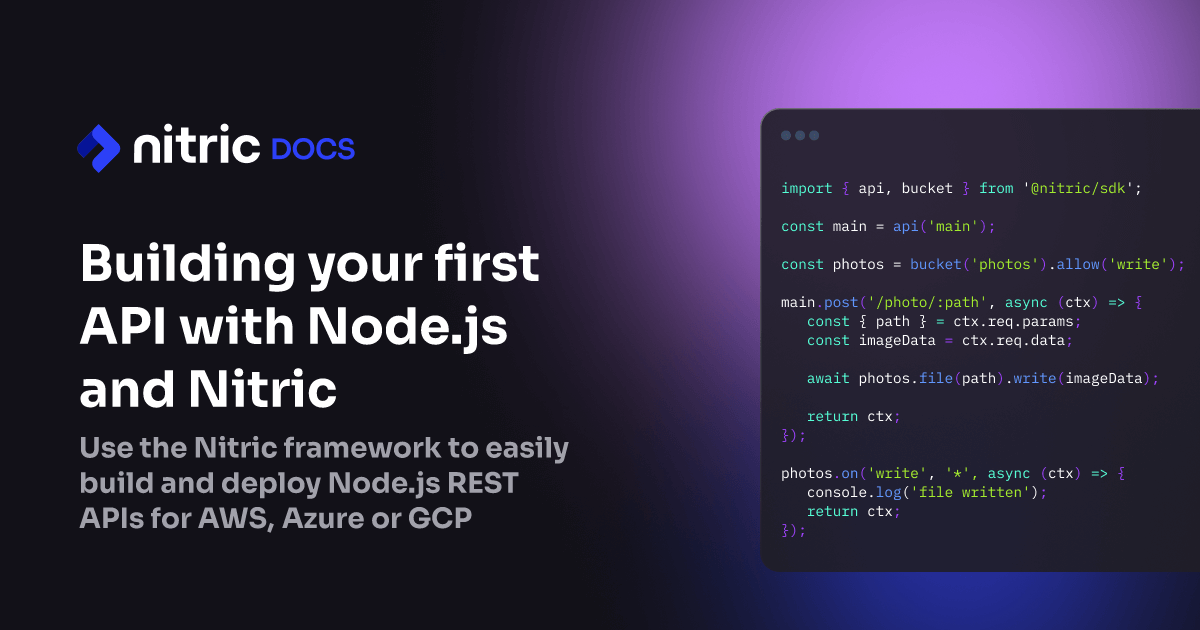 Guides: Building your first API with Node.js and Nitric | Nitric Documentation