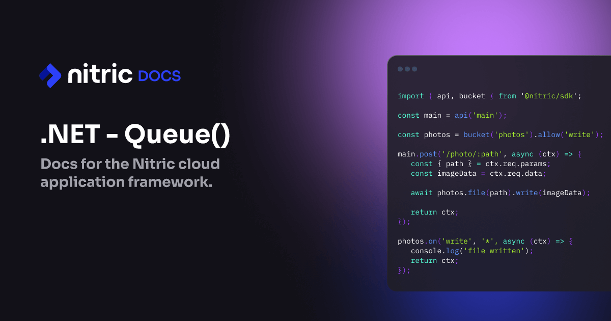 Reference: .NET - Queue() | Nitric Documentation